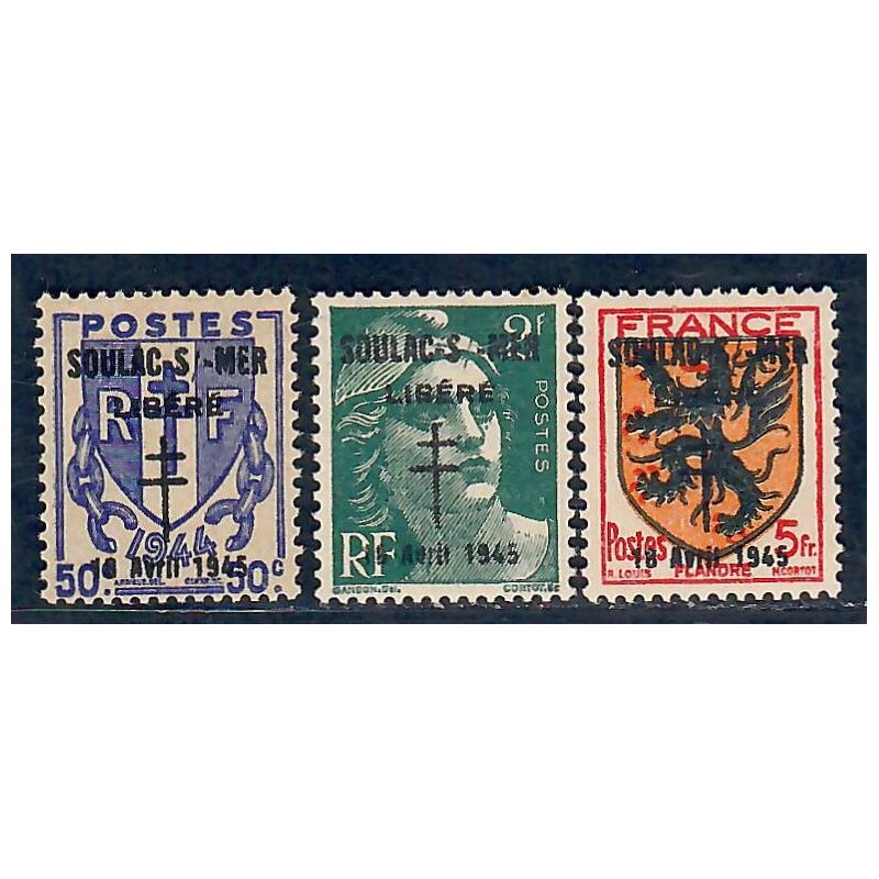 Lot A7101 - Libération Soulac sur Mer - N°1C,4Ma,7C * - Alliance Philatélie